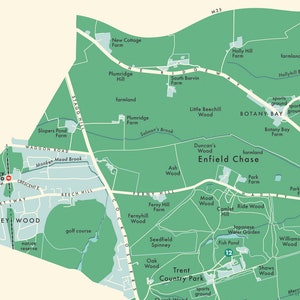 Enfield (london Borough) Retro Map Giclee Print - Etsy