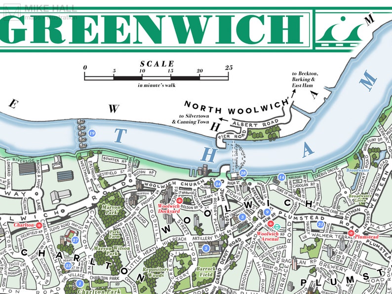 Greenwich (london Borough) Illustrated Map Giclee Print - Etsy