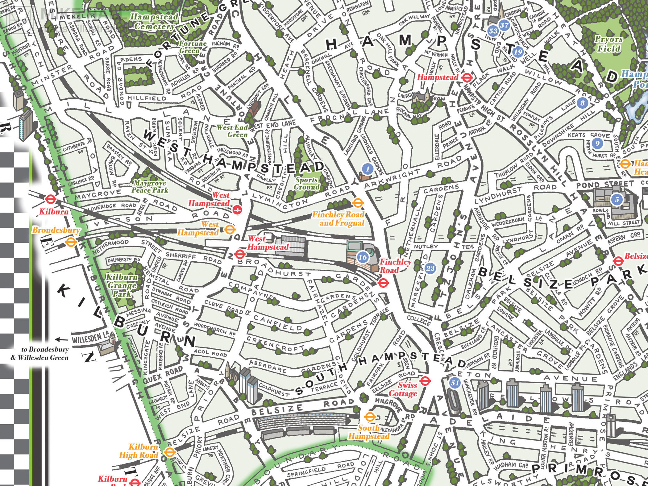 Camden london Borough Illustrated Map Giclee Print - Etsy