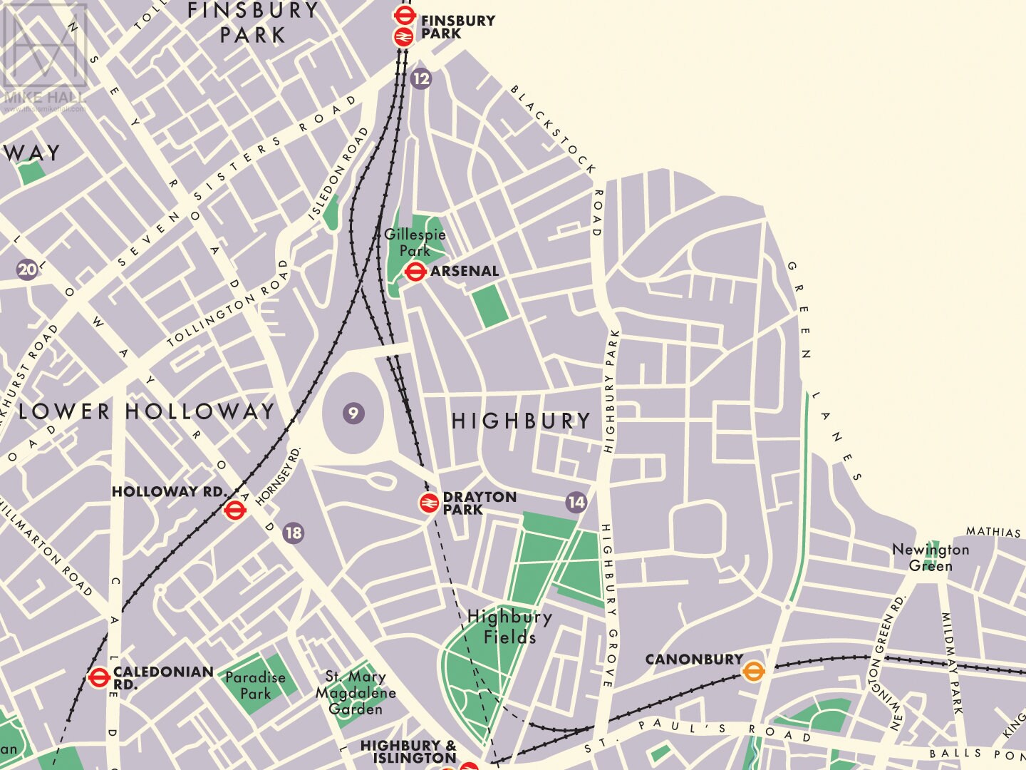 Islington (london Borough) Retro Map Giclee Print - Etsy Australia