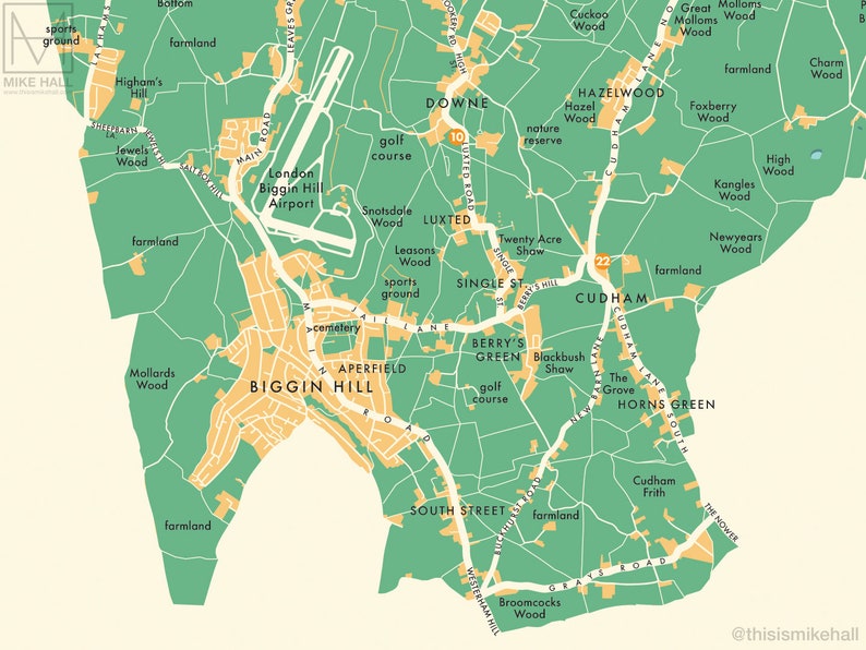 Bromley london Borough Retro Map Giclee Print - Etsy