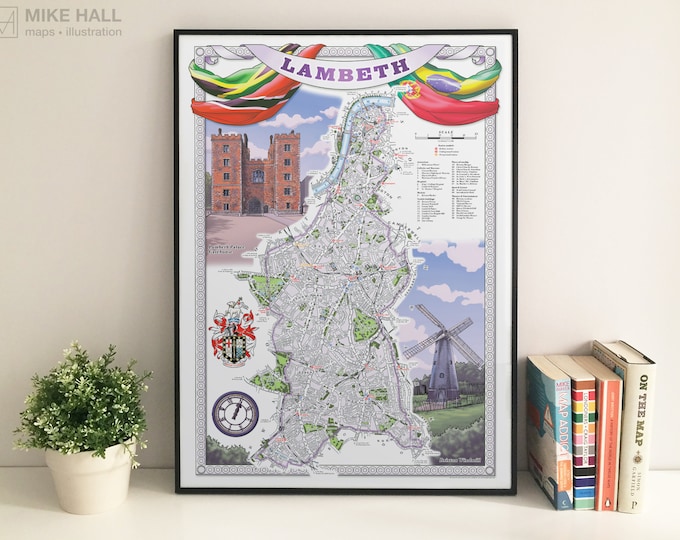 Lambeth (london Borough) Illustrated Map Giclee Print - Etsy