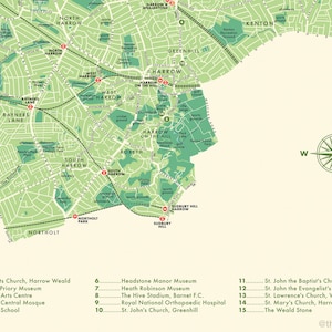 Harrow (london Borough) Retro Map Giclee Print - Etsy