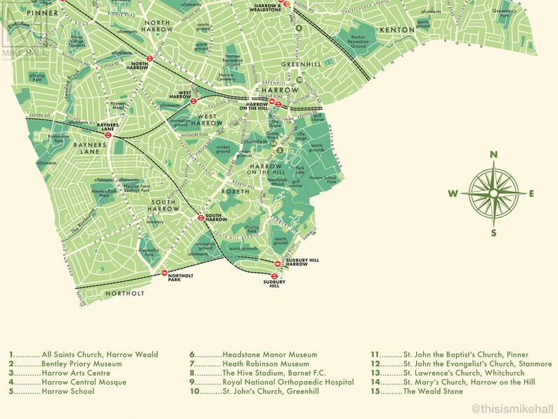 Harrow london Borough Retro Map Giclee Print - Etsy