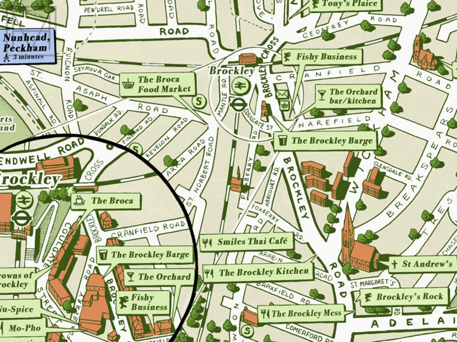 Brockley london SE4 Illustrated Map Giclee Print - Etsy UK