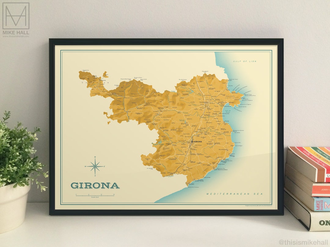 Girona (spanish Province) Retro Map Giclee Print - Etsy