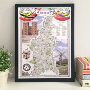 Lambeth london Borough Illustrated Map Giclee Print - Etsy
