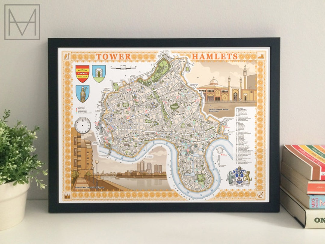Tower Hamlets london Borough Illustrated Map Giclee Print - Etsy