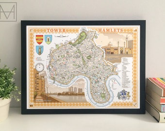 Hackney london Borough Illustrated Map Giclee Print | Etsy