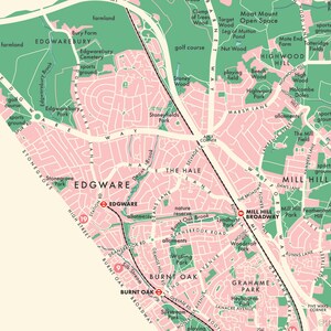 Barnet (london Borough) Retro Map Giclee Print - Etsy