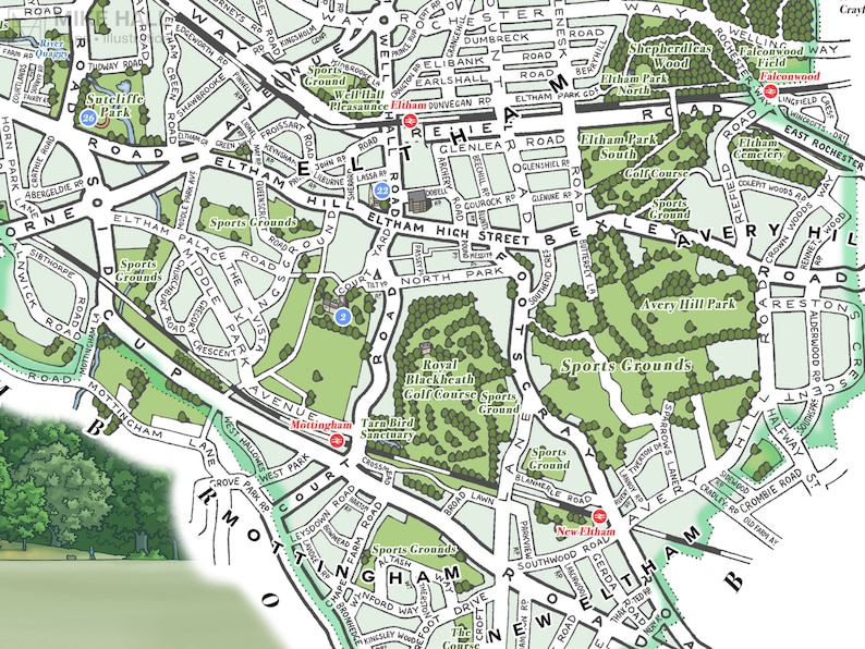 Greenwich (london Borough) Illustrated Map Giclee Print - Etsy