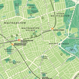 Waltham Forest (london Borough) Retro Map Giclee Print - Etsy