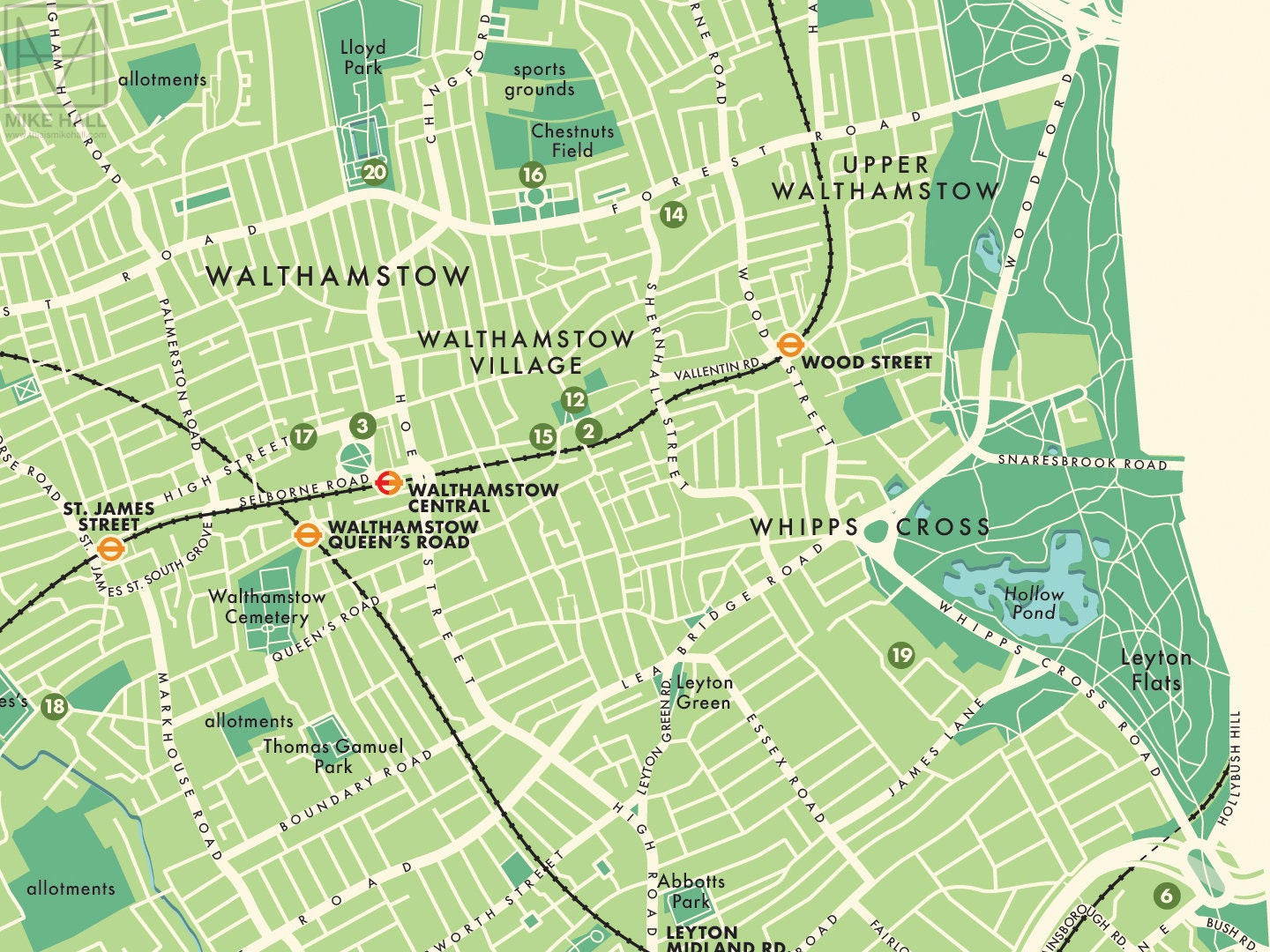 Waltham Forest (london Borough) Retro Map Giclee Print - Etsy