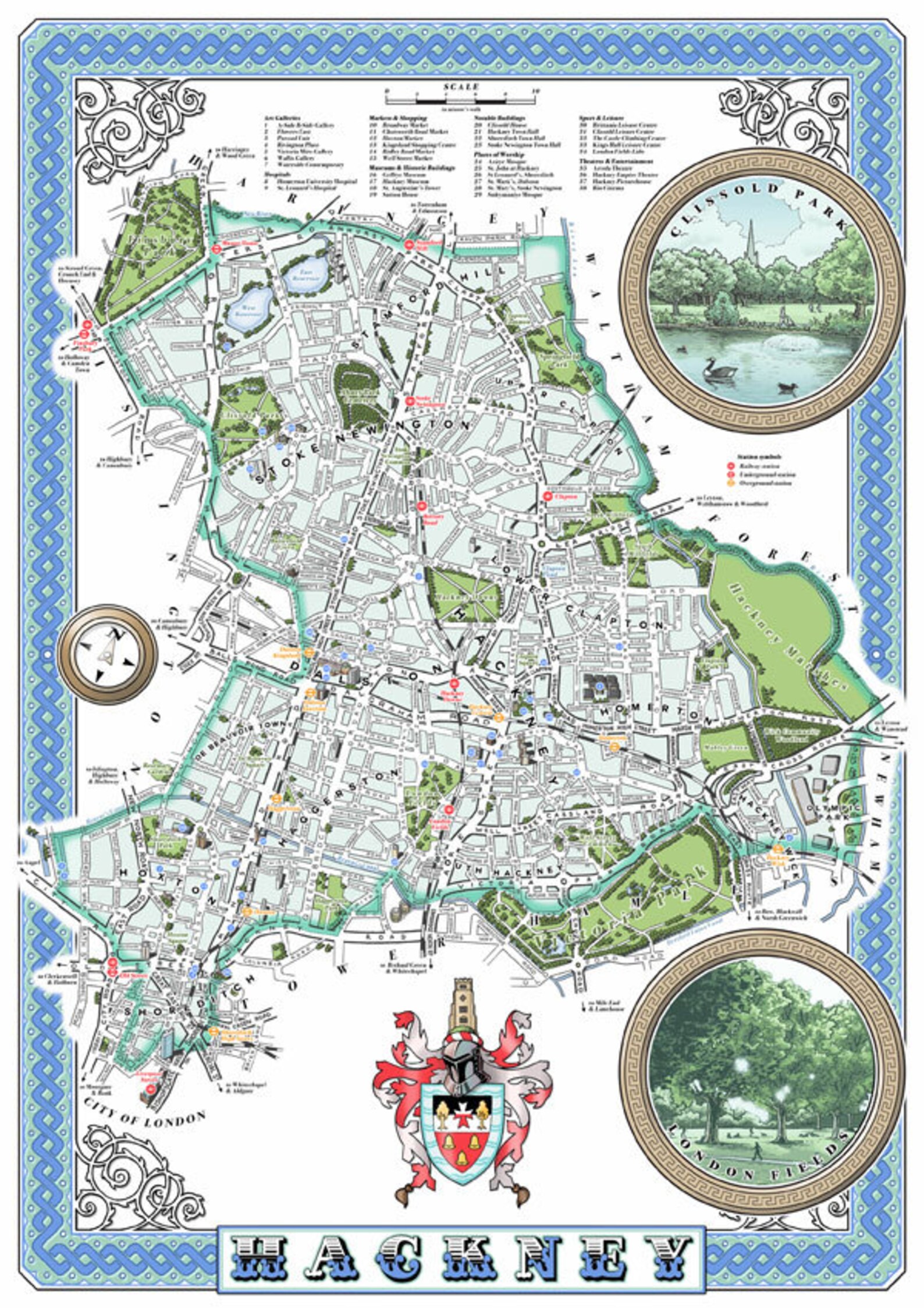 Hackney london Borough Illustrated Map Giclee Print - Etsy
