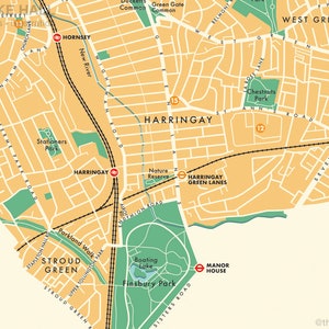 Haringey (london Borough) Retro Map Giclee Print - Etsy
