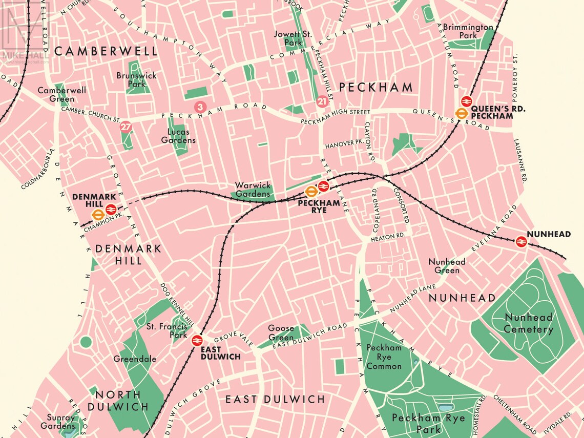 Southwark london Borough Retro Map Giclee Print - Etsy
