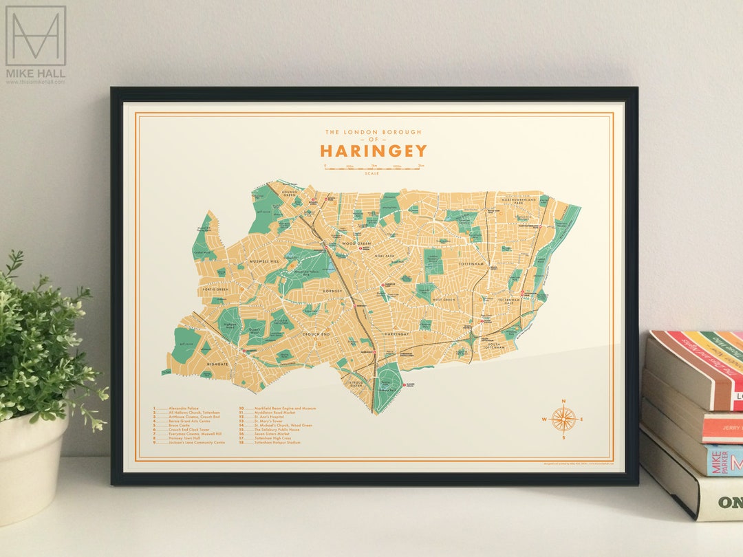 Haringey (london Borough) Retro Map Giclee Print - Etsy
