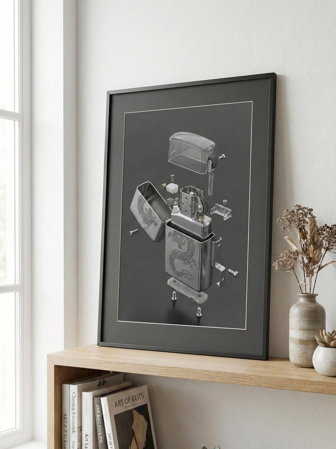 Dragon Lighter Exploded View Wall Art Print Industrial Man Cave Decor ...