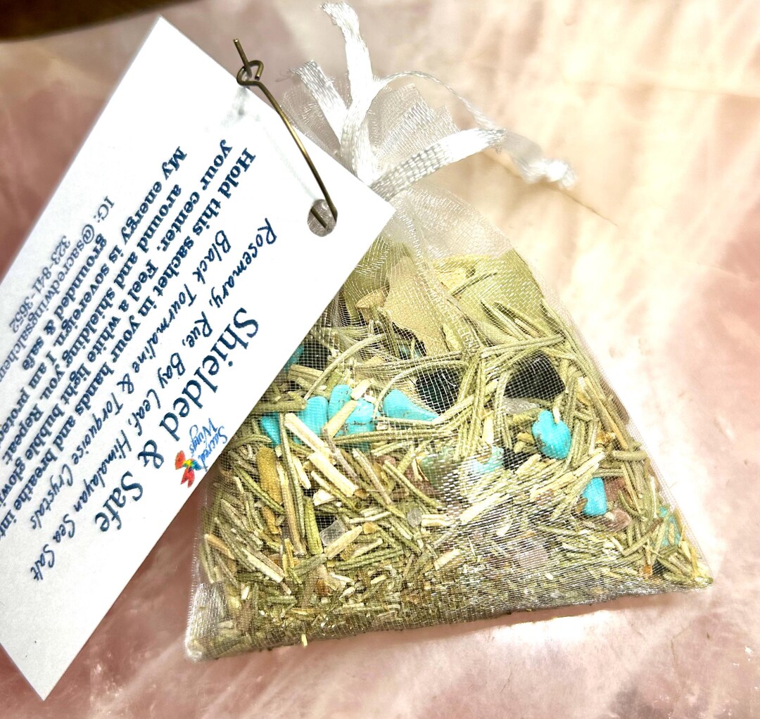 Protection Sachet – Organic Herbs, Turquoise & Black Tourmaline ...