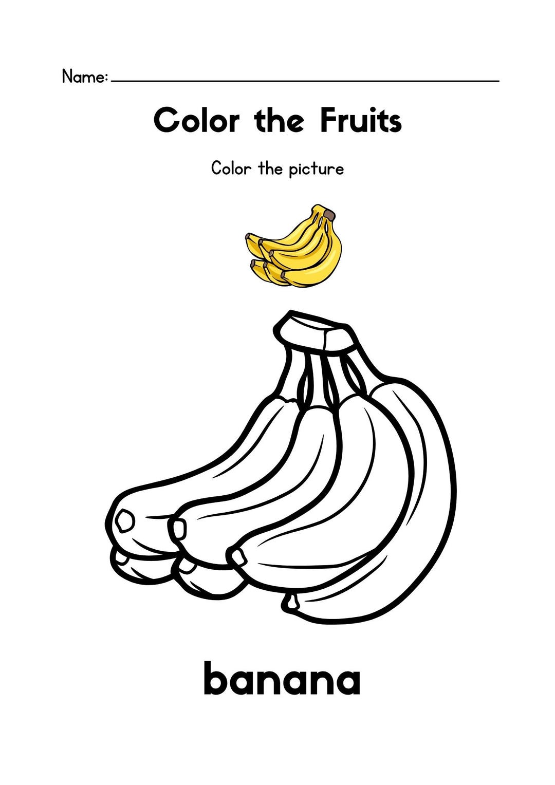 Fruit Coloring Pages for Toddlers, Preschool Learning Activity (PDF ...