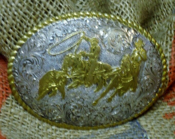 Vintage Team Roping Belt Buckle - Etsy