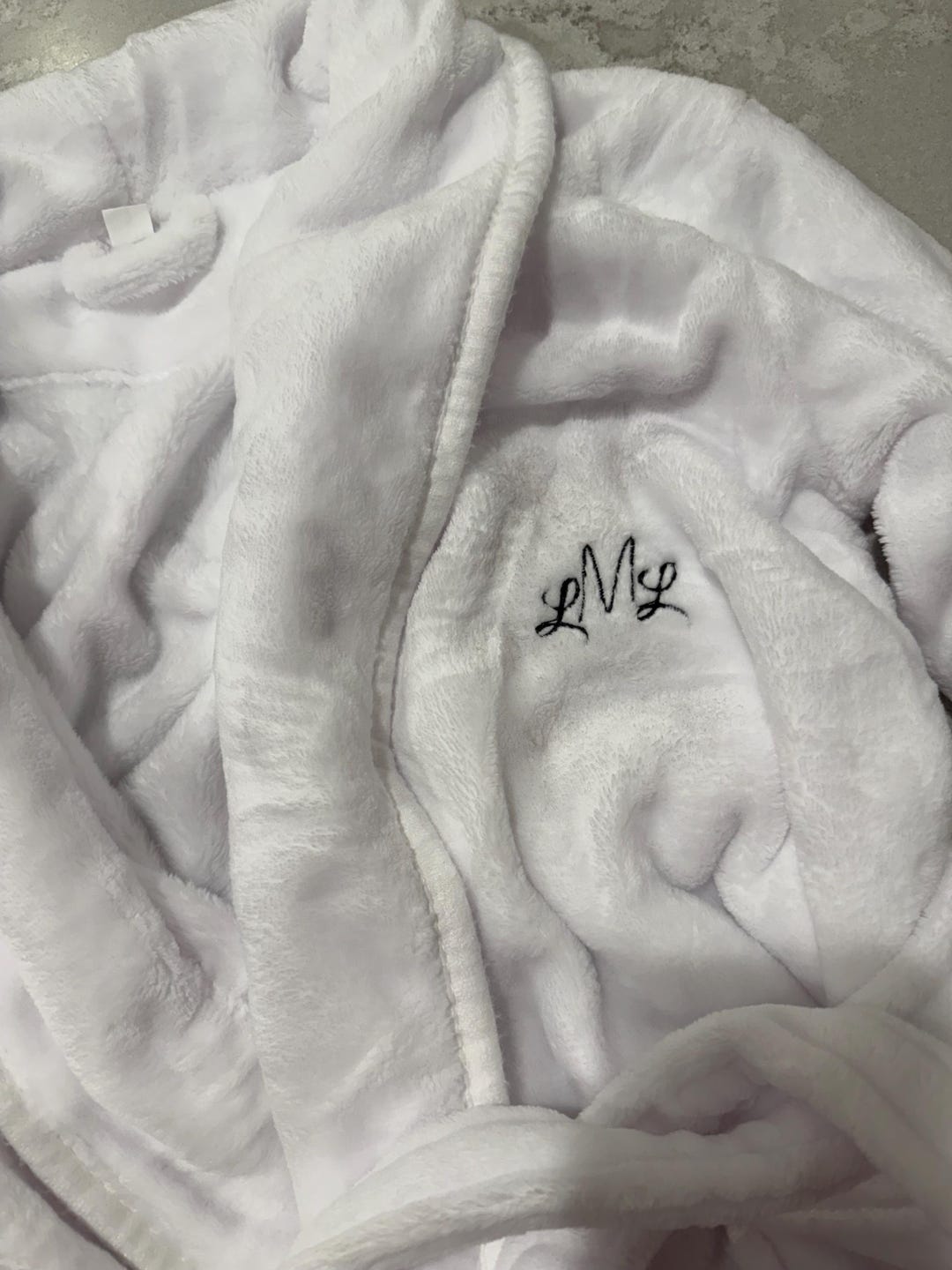 Custom Embroidered Monogrammed Initials on Fluffy Long White Bath Robe ...