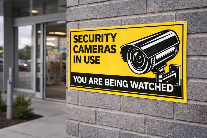 Security Cameras in Use Sign | High-visibility CCTV Warning (digital ...