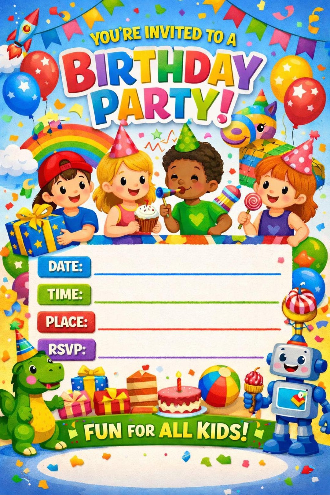 Personalized Kids Birthday Party Invitation | Custom Name & Details ...