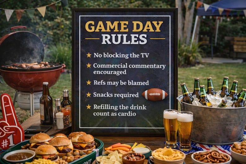Game Day Rules Sign Printable | Super Bowl Party Decor | Football Party ...