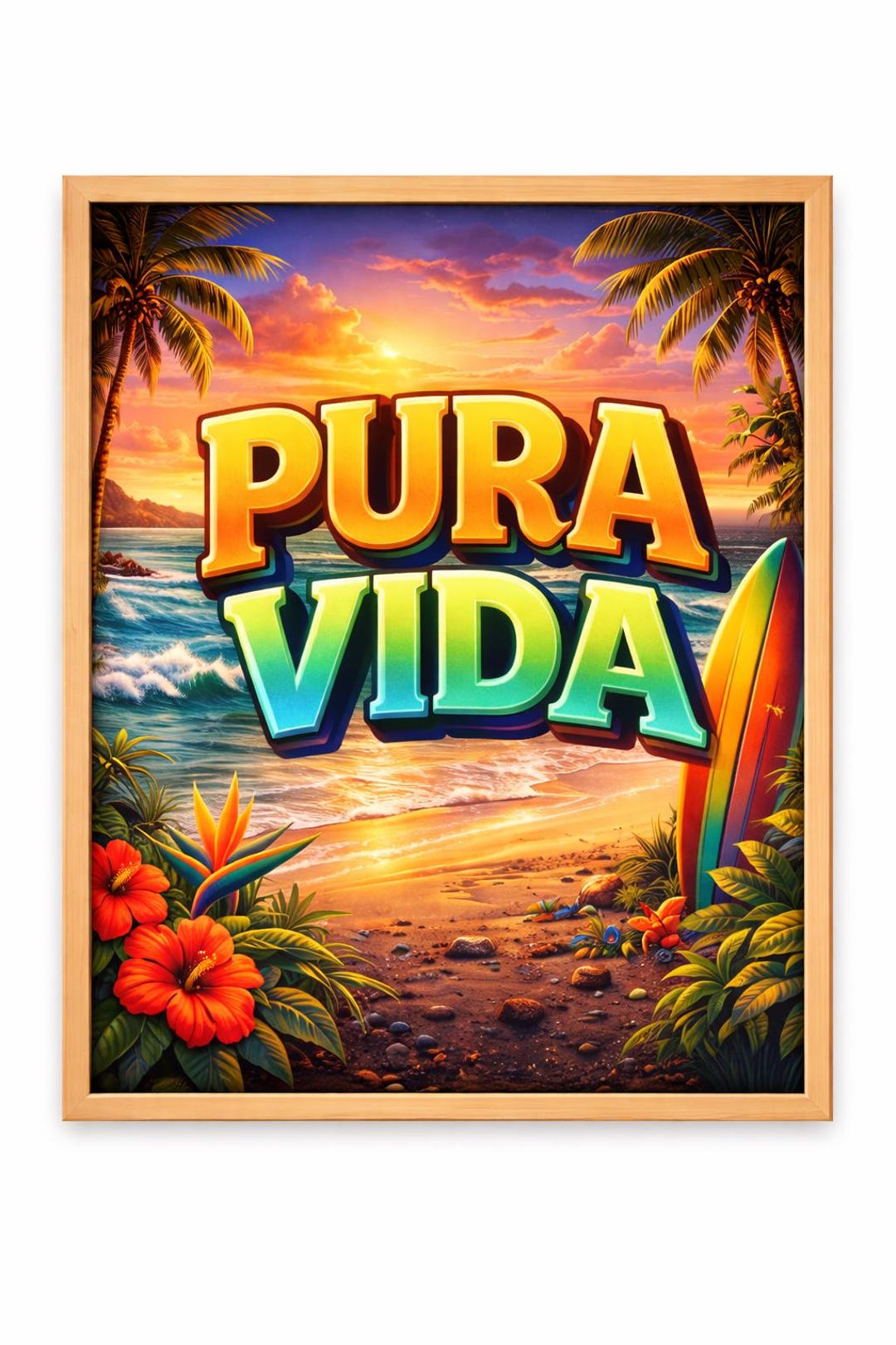 Pura Vida Costa Rica Art Print | Tropical Beach Home Decor (digital ...