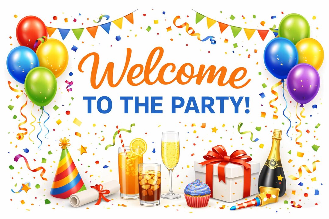 Welcome to the Party Sign | Colorful Printable Party Decor (digital ...