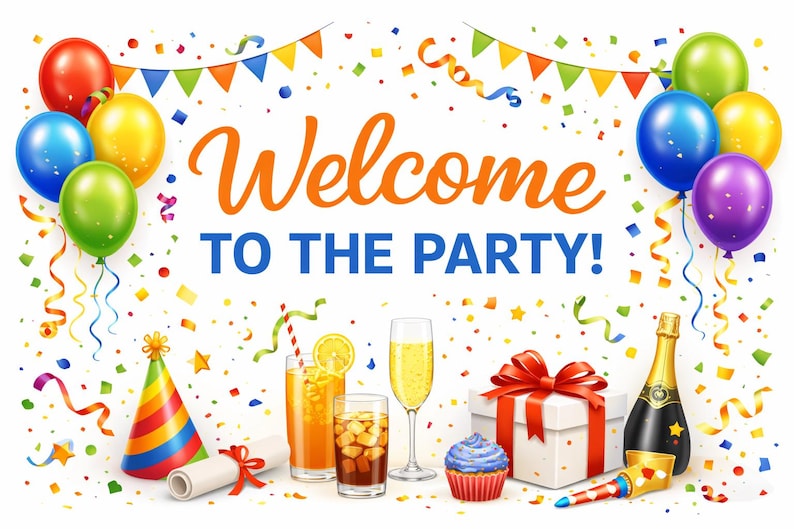 Welcome to the Party Sign Printable | Party Entrance Poster | Birthday ...