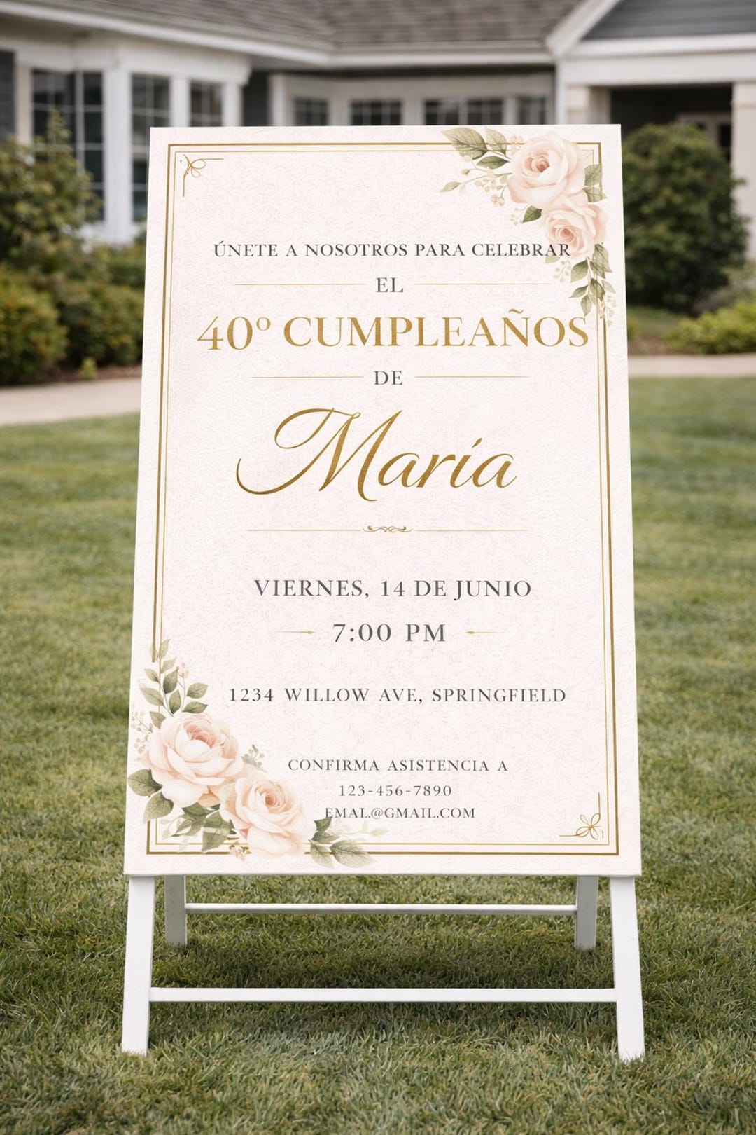 Personalized Adult Birthday Poster in Spanish | Elegant Party ...