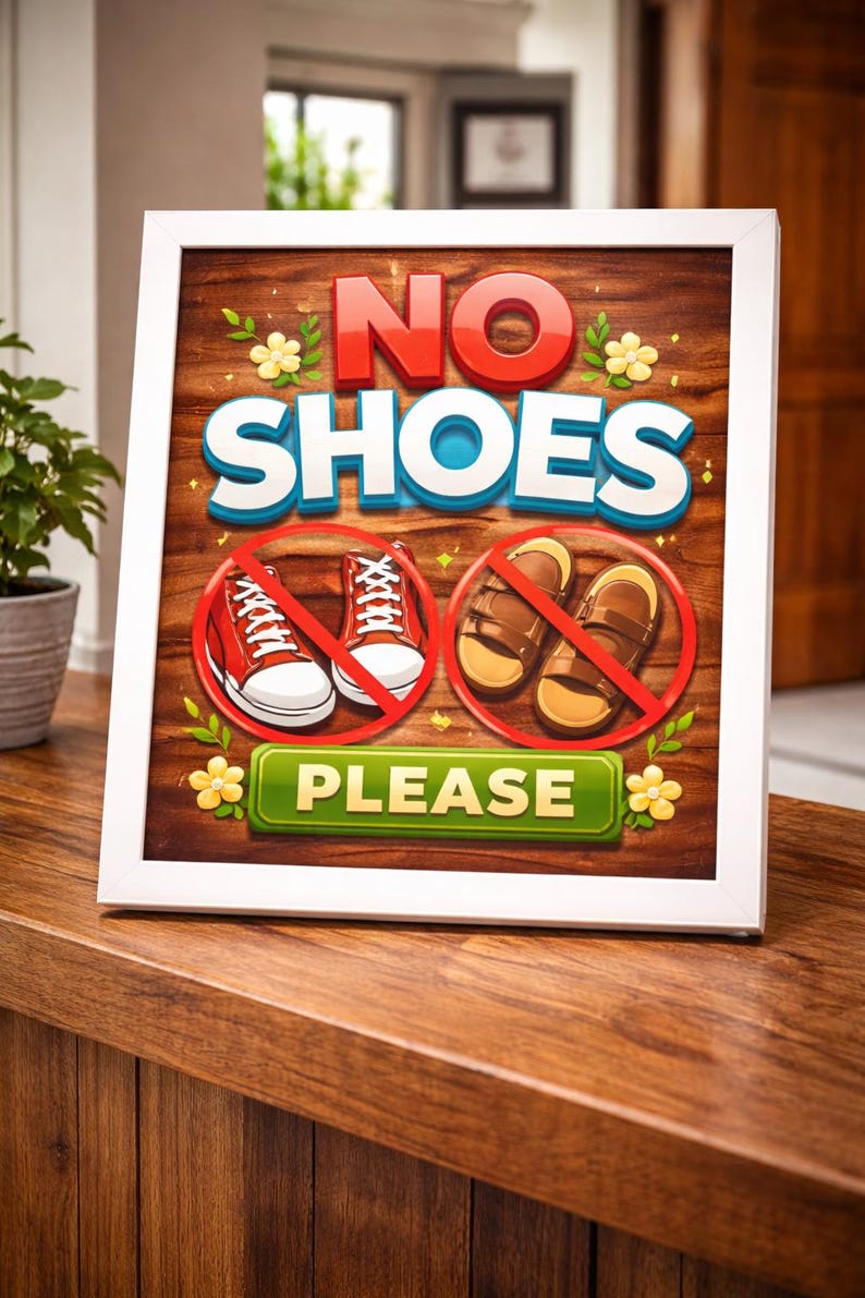 No Shoes Please Sign | Entryway Decor Printable (digital Download) - Etsy