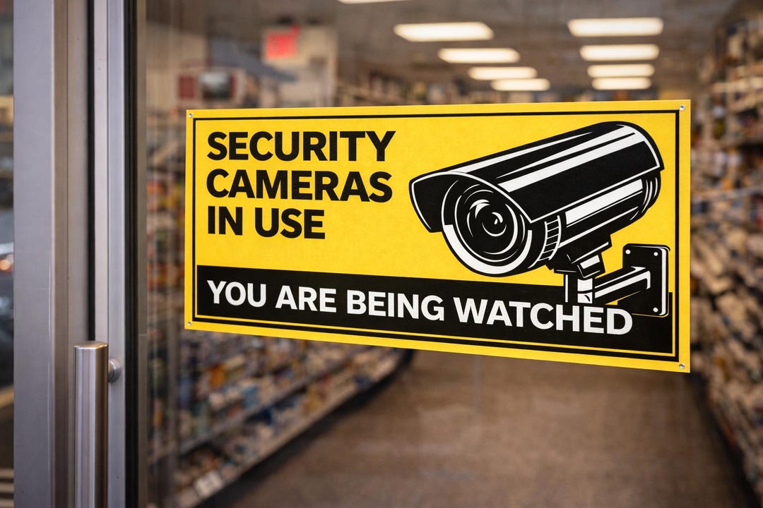 Security Cameras in Use Sign | High-visibility CCTV Warning (digital ...