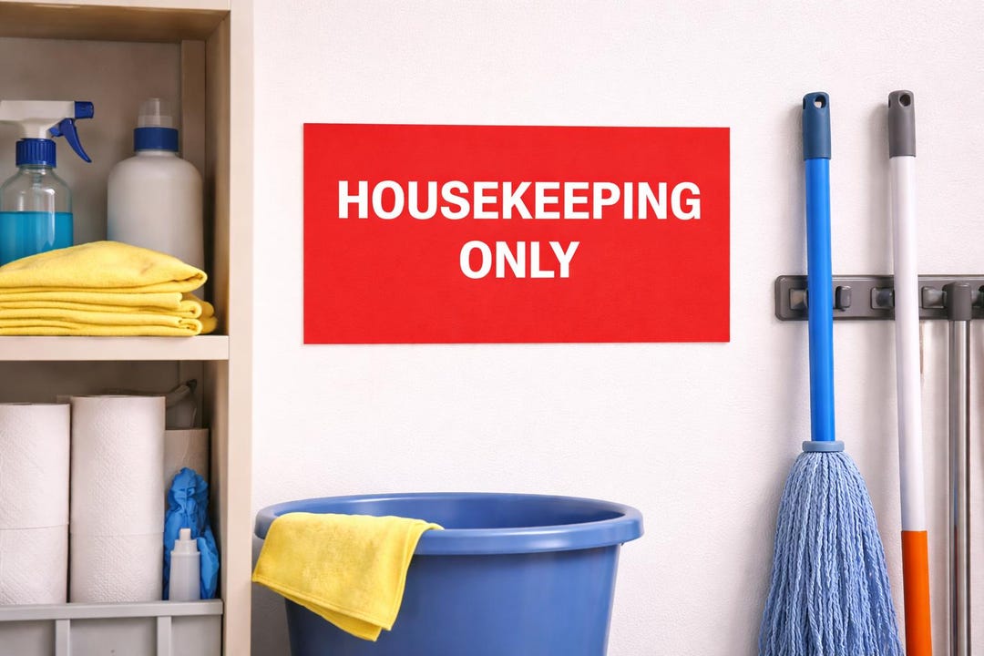 Housekeeping Only Sign | Red Staff Door Sign (instant Download, PDF ...