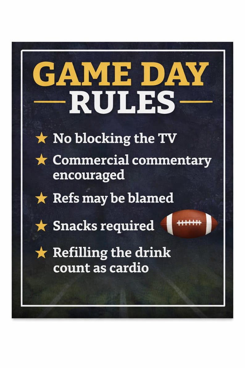 Game Day Rules Sign Printable | Super Bowl Party Decor | Football Party ...