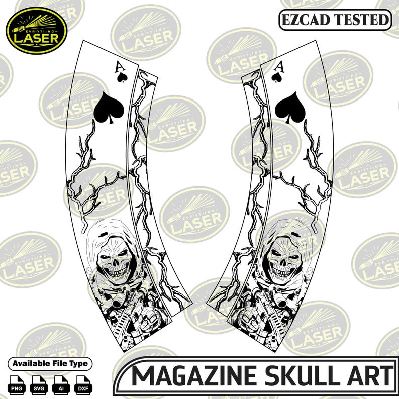 Magazine Skull Engraving Art | Laser Design - Etsy