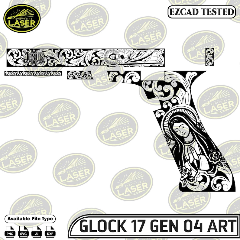Glock 17 Gen 04 Scroll With Jesus & Virgin Mary Theme Engraving Art ...