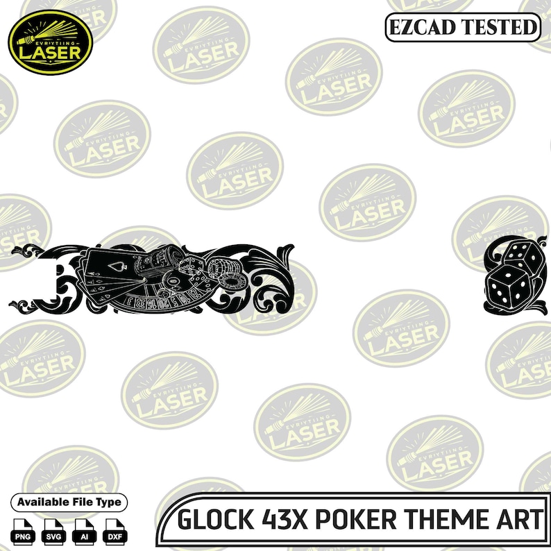 Glock 43x Poker Theme Engraving Art | Laser Design - Etsy