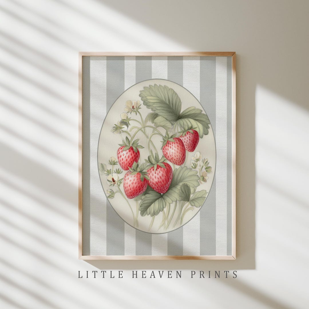 Cottagecore Strawberry Wall Art - Printable Nursery Decor, Vintage ...