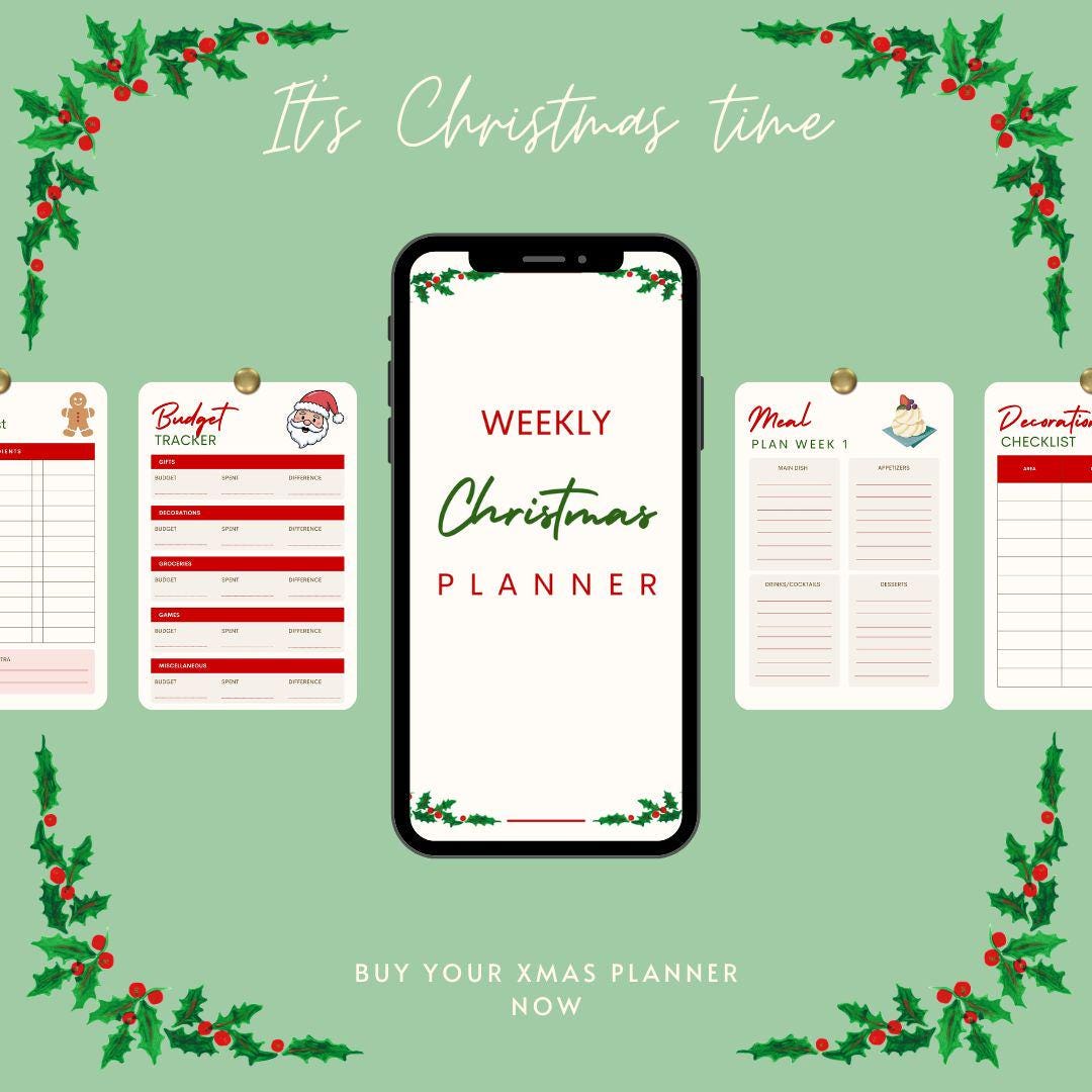 Weekly Christmas Planner Printable Digital Product, Budget Planning ...