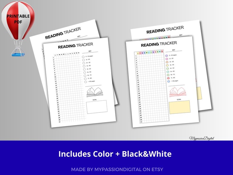 Reading Tracker Printable PDF | Book Log Template | Reading Journal ...