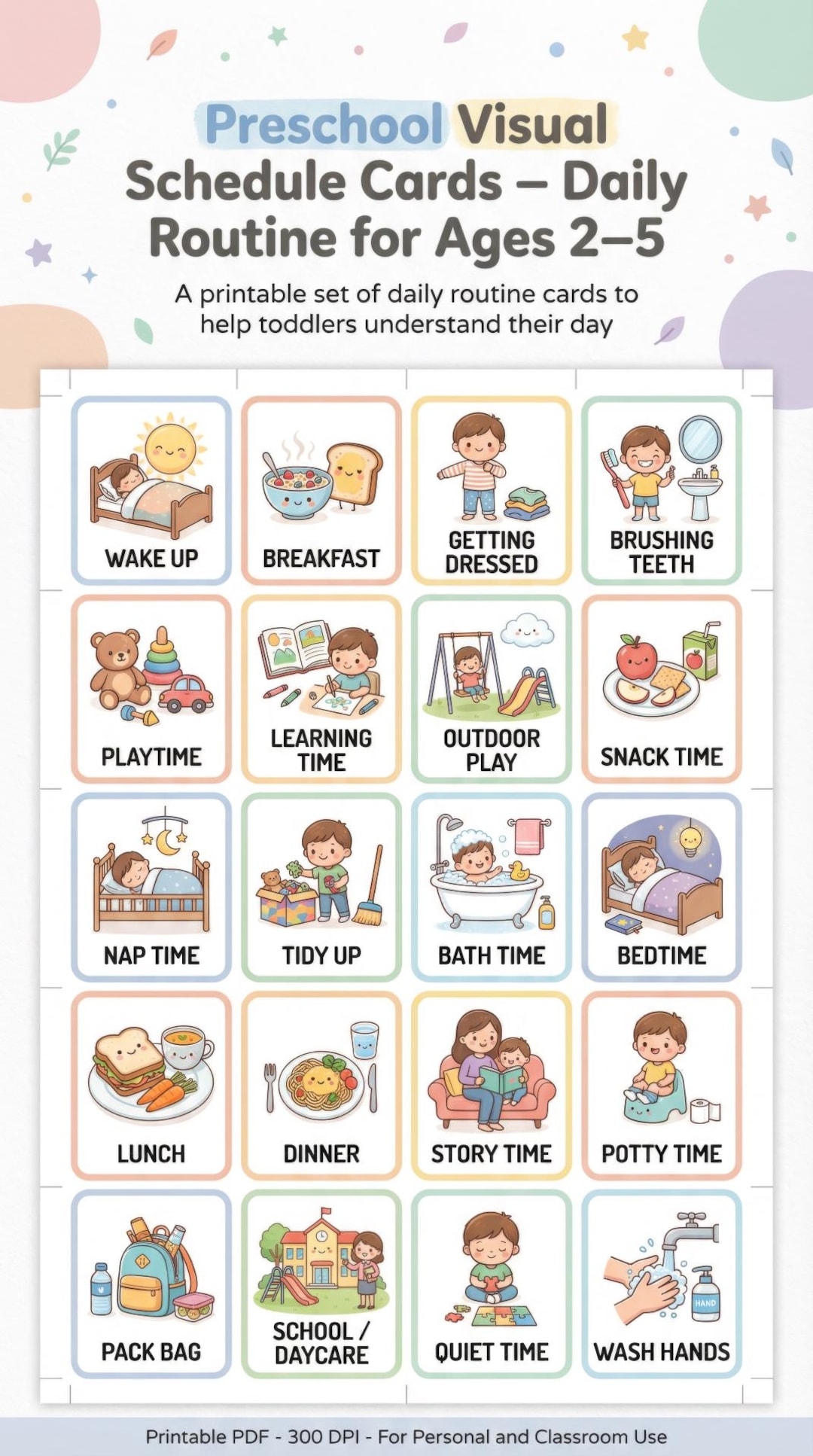 Preschool Visual Schedule Printable – Toddler Daily Routine Chart ...