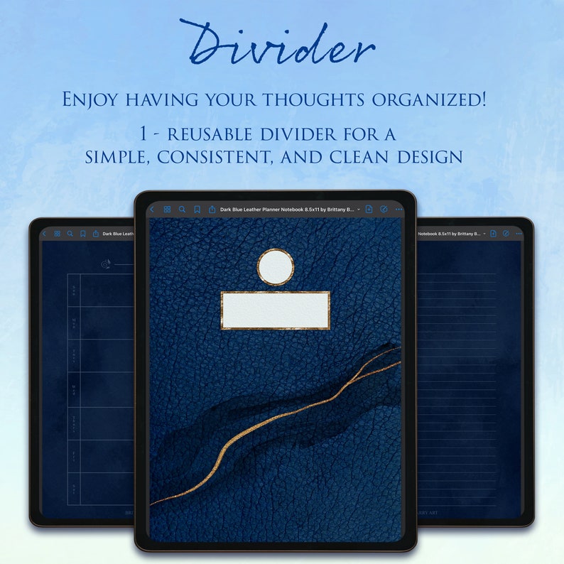 Dark Blue Goodnotes Digital Planner Blank Notebook + Bonus Metallic ...