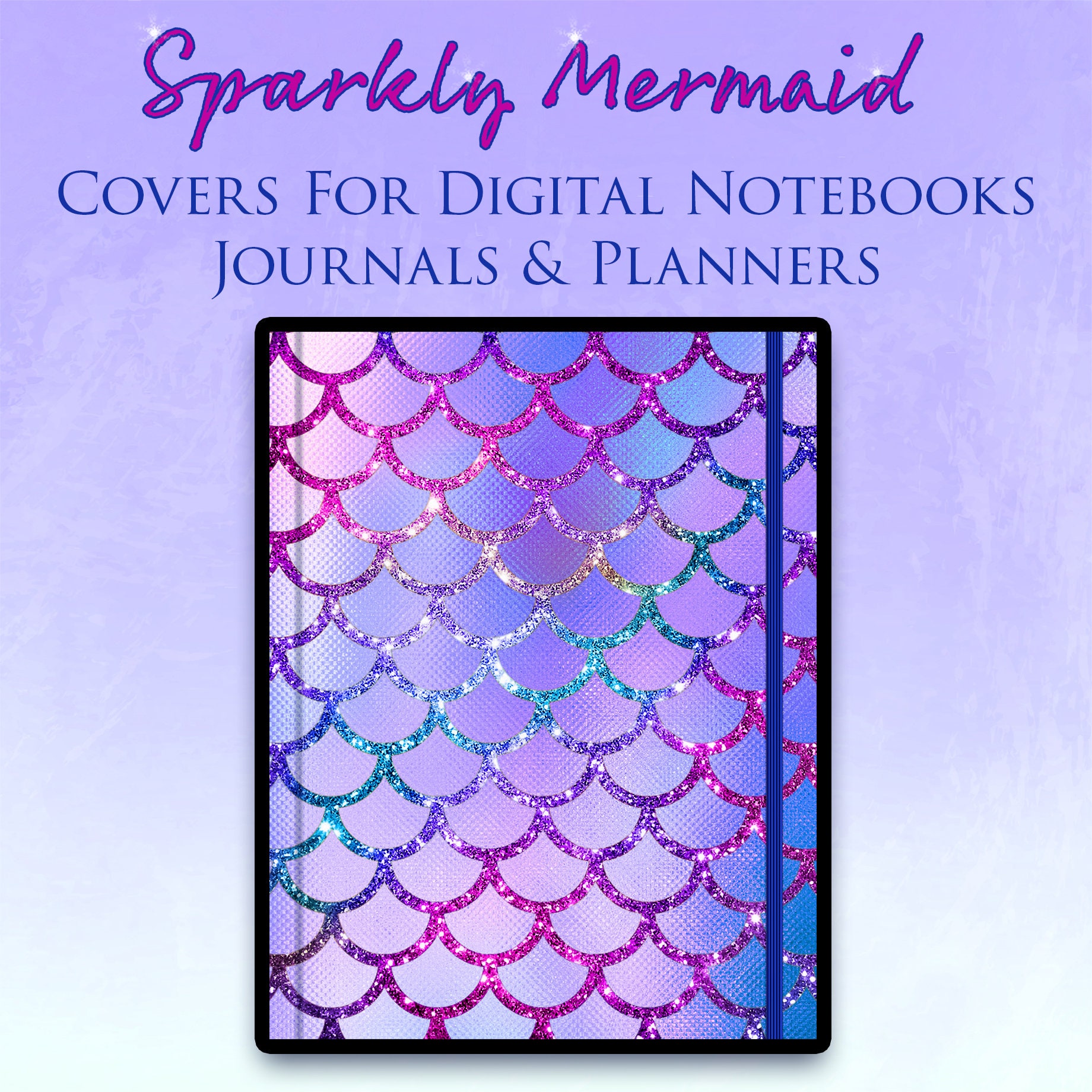 6 Sparkly Mermaid Digital Notebook Covers for Goodnotes - Digital ...