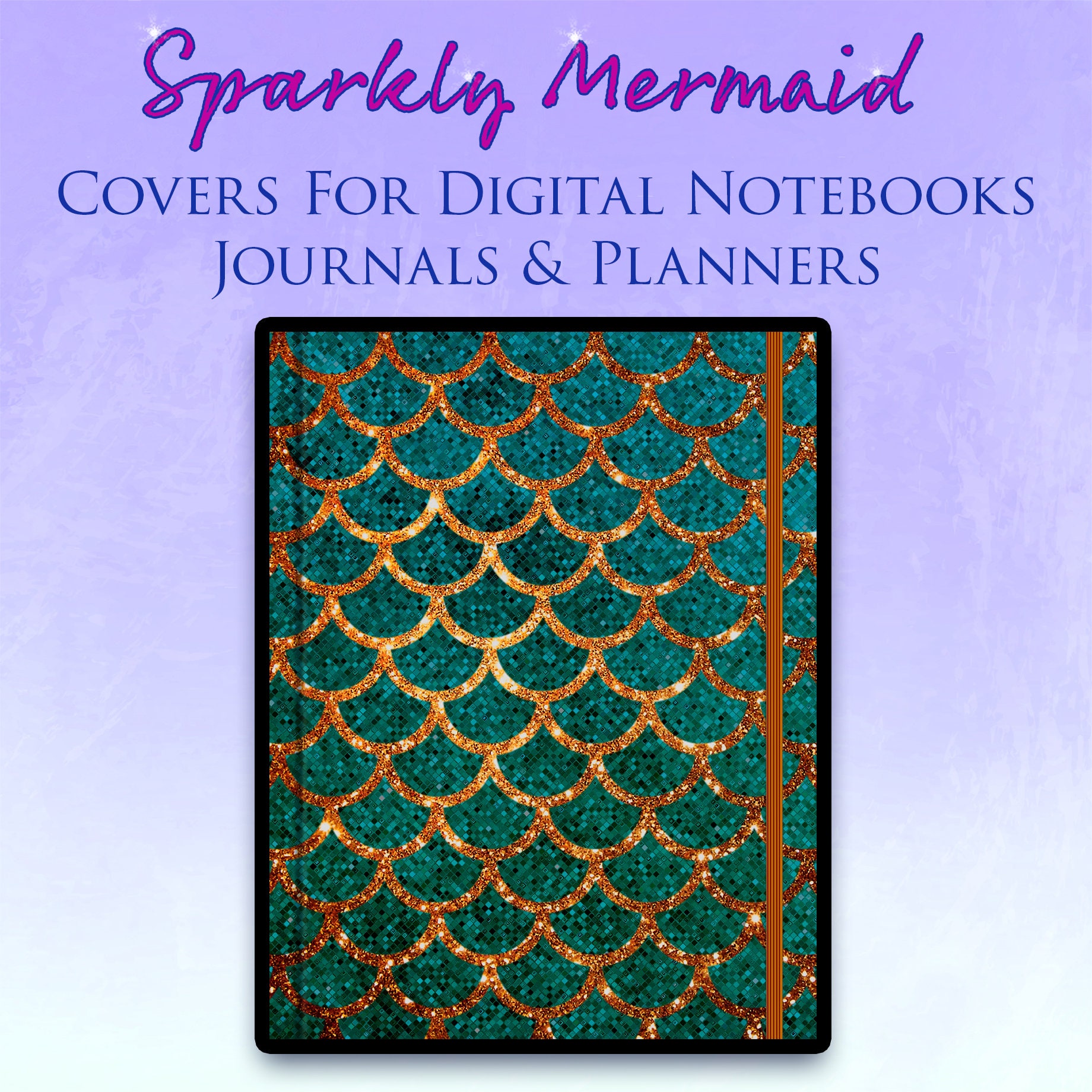 6 Sparkly Mermaid Digital Notebook Covers for Goodnotes - Digital ...