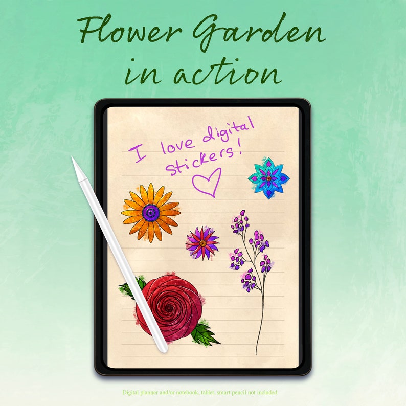 30 Digital Planner Stickers Goodnotes - Flower Garden - Goodnotes ...