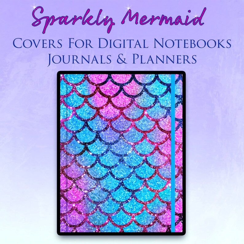 6 Sparkly Mermaid Digital Notebook Covers for Goodnotes - Digital ...