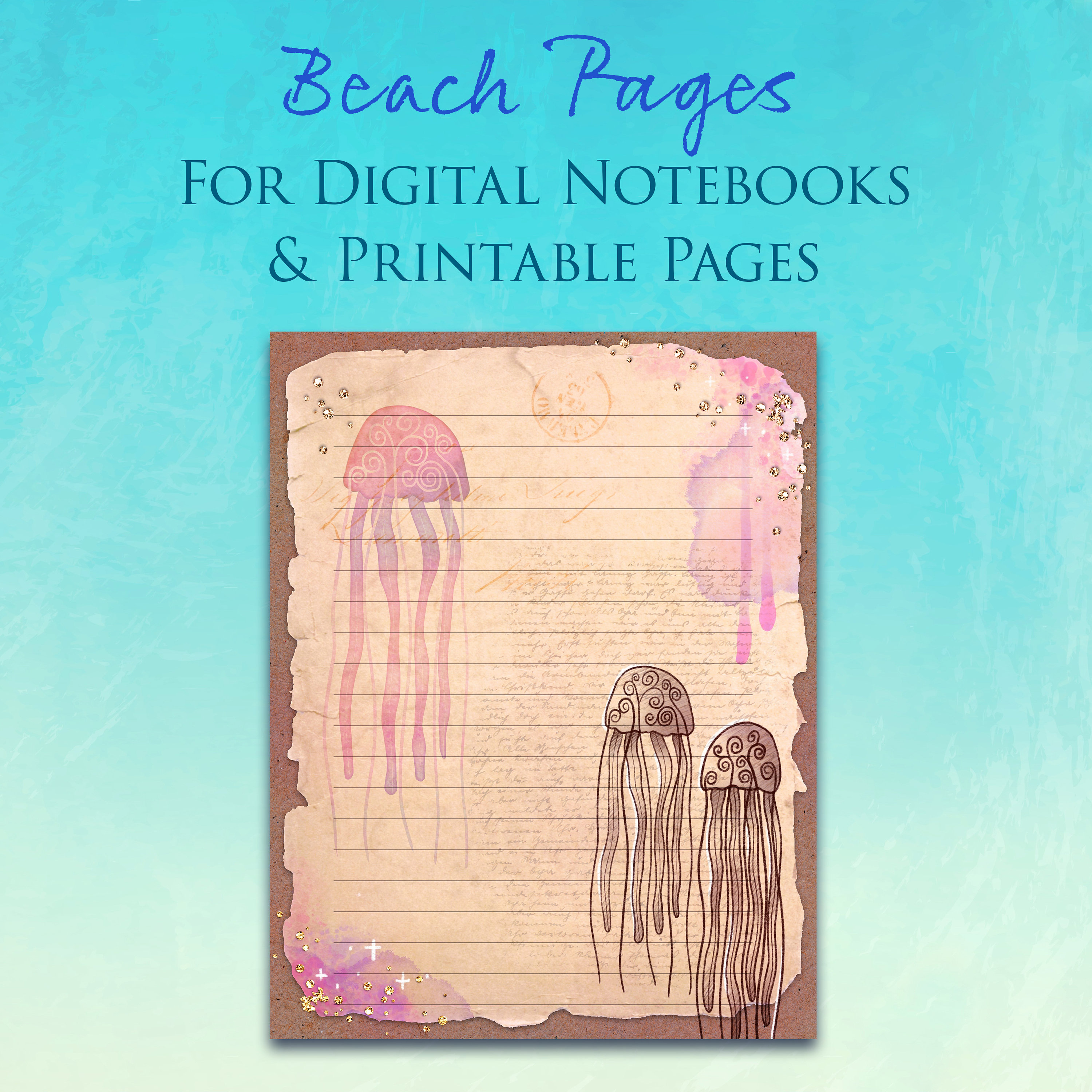 6 Beach Digital Notebook Pages for Goodnotes Printable Journaling Pages ...